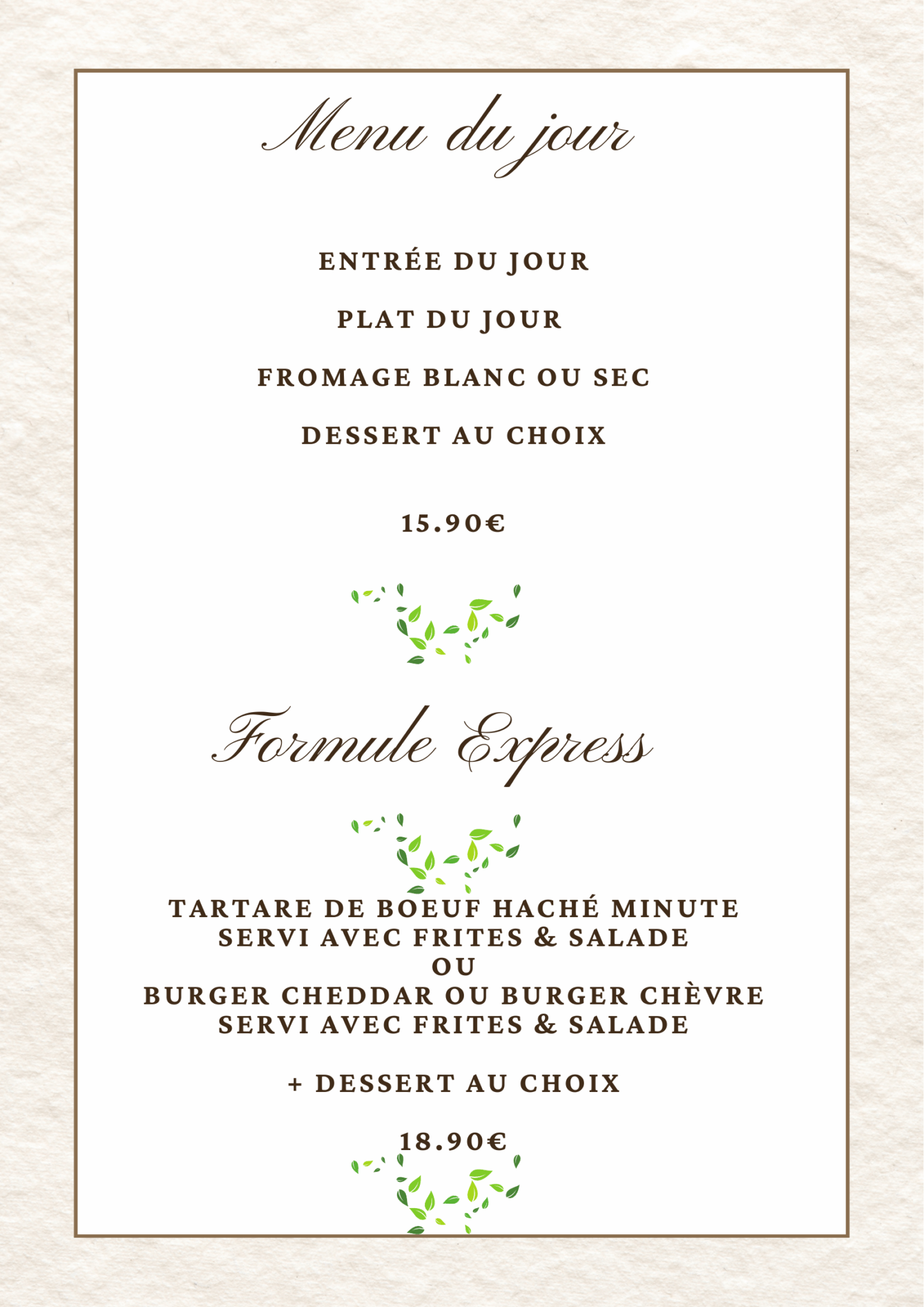 Menu semaine midi – Comme chez soi