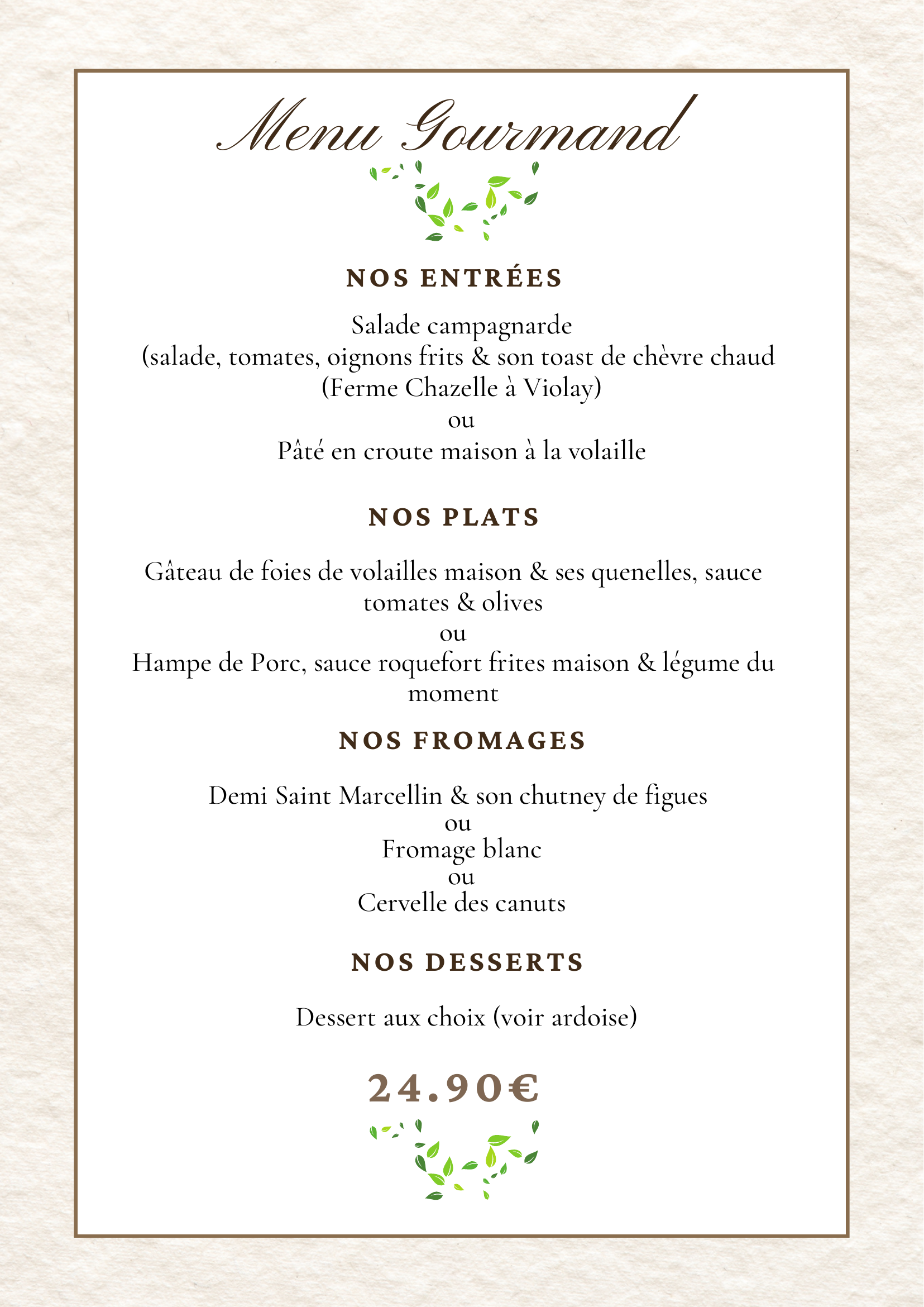 Menu semaine midi – Comme chez soi