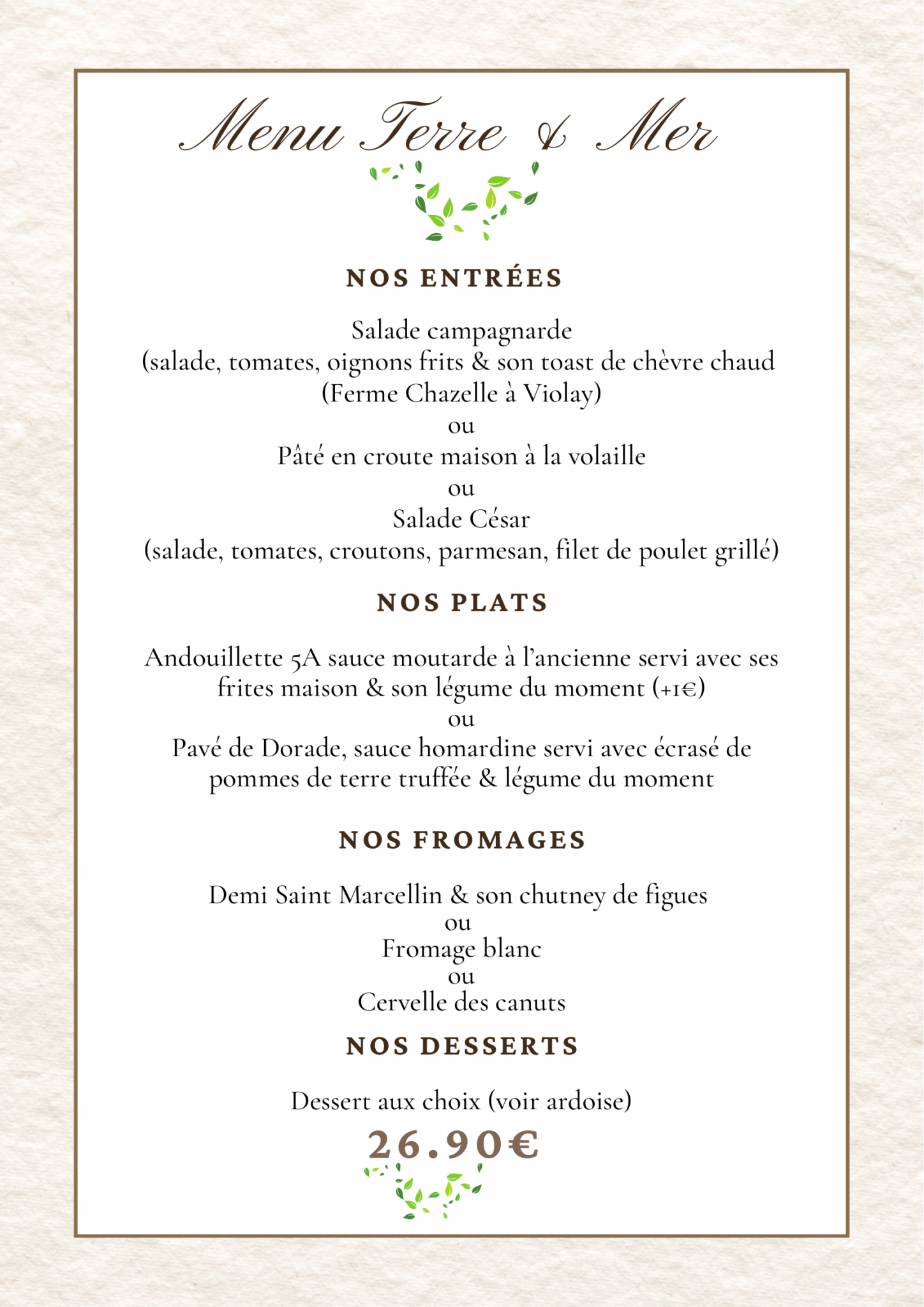 Menu semaine midi – Comme chez soi